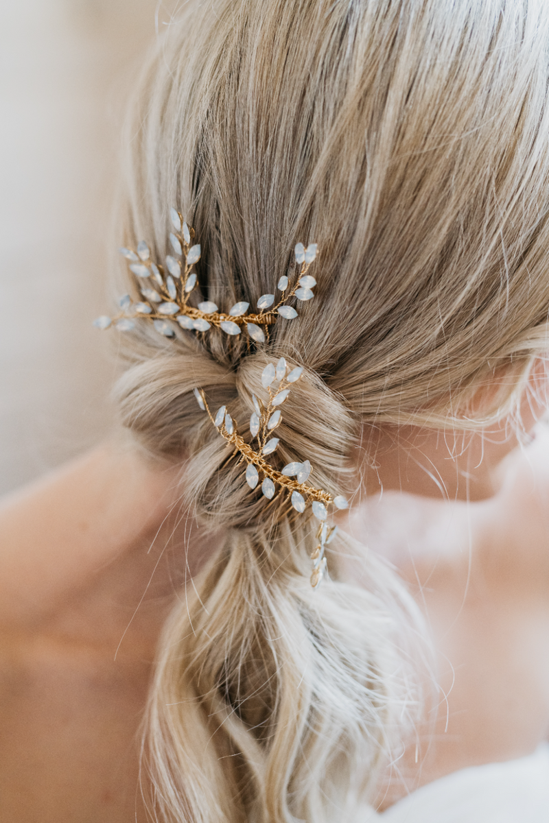 Opal Ivy Hair Comb Set Boho Bridal Hairpiece Set Gold Bridal Hairpiece ...
