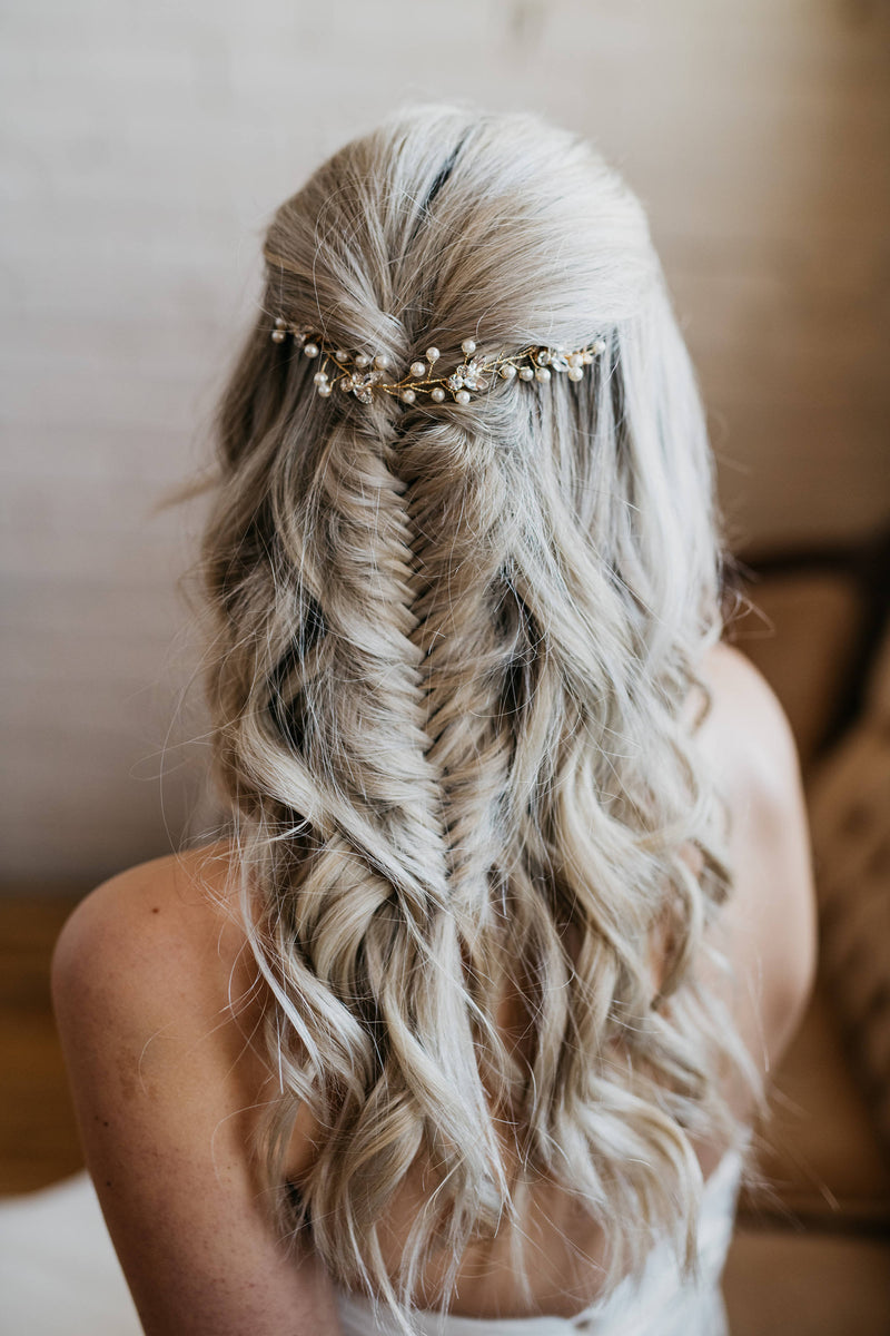 Petite Pearl and Crystal Bridal Hair Vine Headpiece by Luna + Stone ...